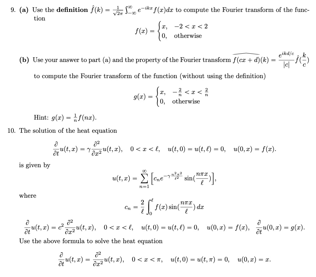 Solved Please answer Question 9 ﻿and 10 ﻿using the equations | Chegg.com