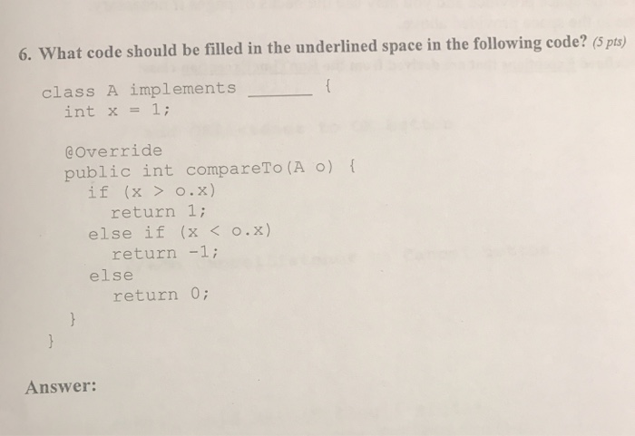 Solved What code should be filled in the underlined space in | Chegg.com Solved What code should be filled in the underlined space in | Chegg.com