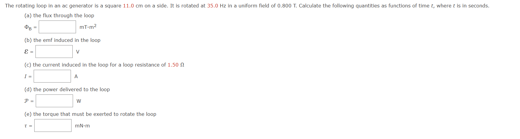 Solved The rotating loop in an ac ﻿generator is ﻿a square | Chegg.com