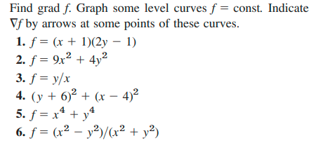 Solved Find grad f. Graph some level curves f = const. | Chegg.com