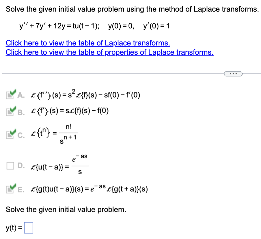 Solved Solve the given initial value problem using the | Chegg.com