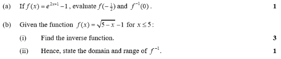 Solved (a) If f(x)=e2x+1−1, evaluate f(−21) and f−1(0). (b) | Chegg.com