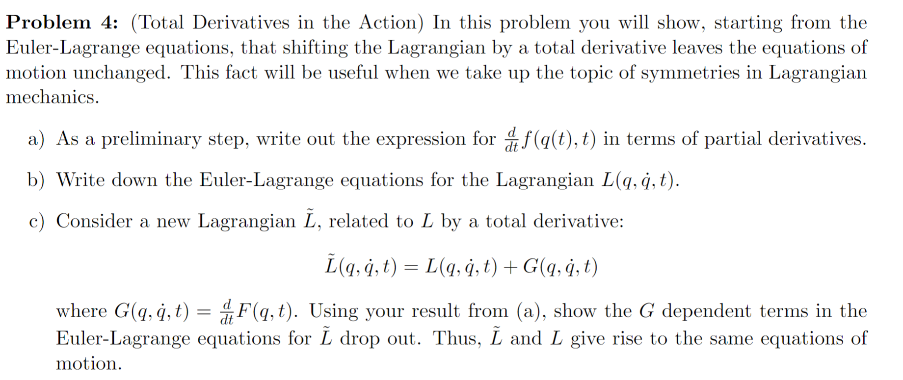 Solved Problem 4: (Total Derivatives in the Action) ﻿In this | Chegg.com