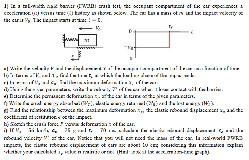1) In a full-width rigid barrier (FWRB) crash test, | Chegg.com