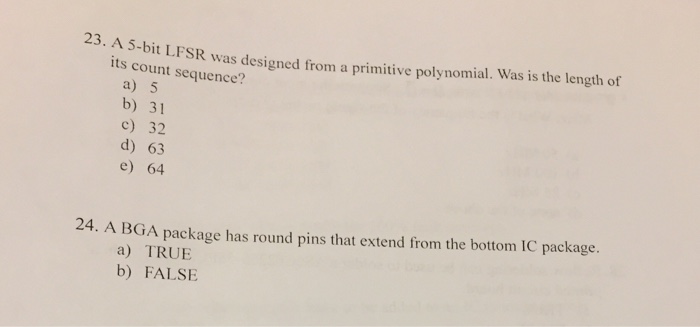 Solved A 5-bit LFSR was designed from a primitive | Chegg.com