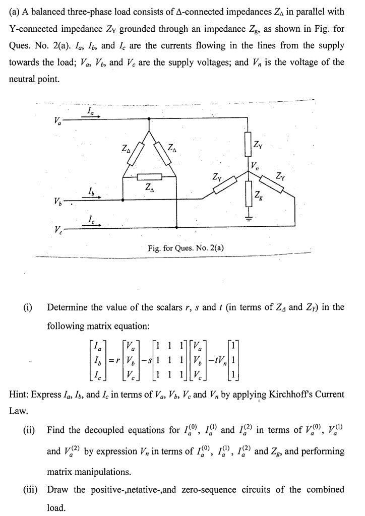 Solved A balanced three-phase load consists of | Chegg.com