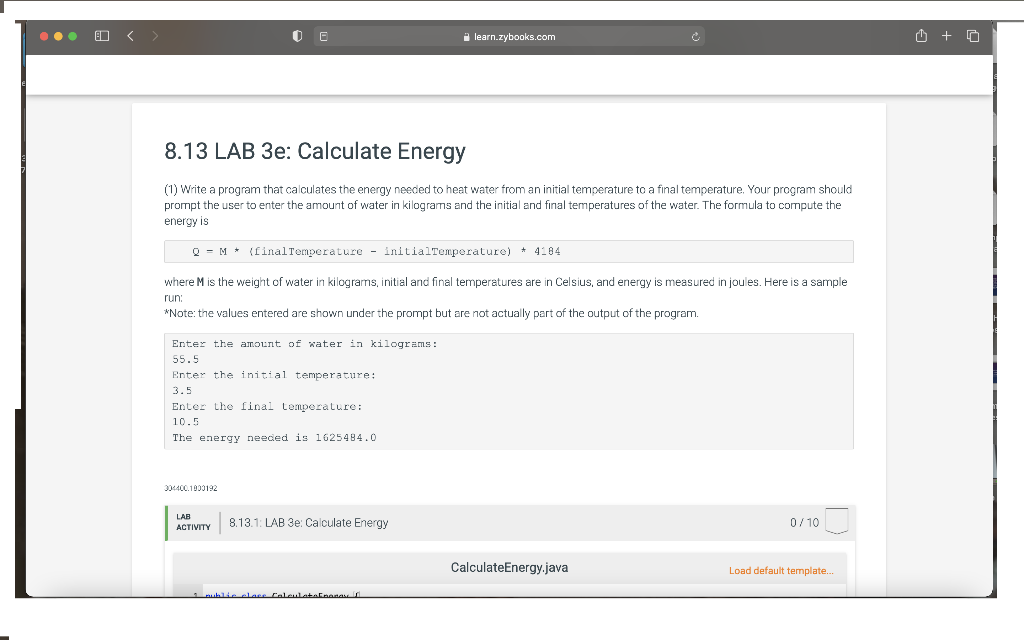 Solved 1) Write a program that calculates the energy needed | Chegg.com