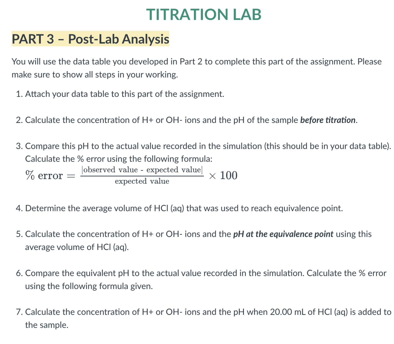 Solved You will use the data table you developed in Part 2 | Chegg.com