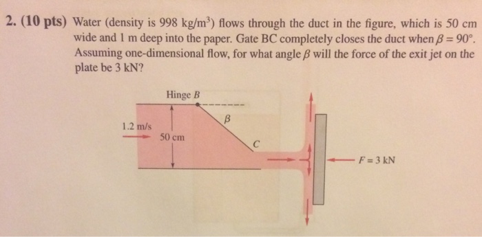 Solved 2. (10 pts) Water (density is 998 kg/m3) flows | Chegg.com