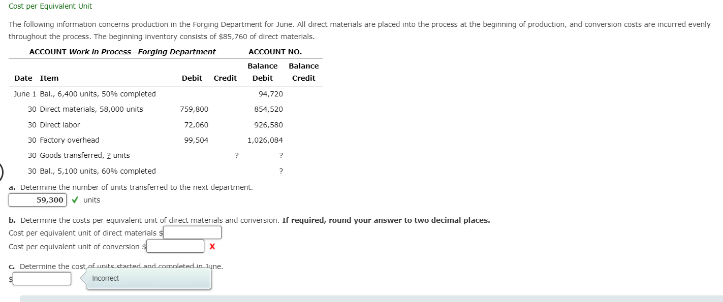 Solved Cost per Equivalent UnitThe following information | Chegg.com