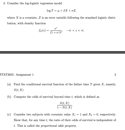 Solved Consider the log-logistic regression | Chegg.com