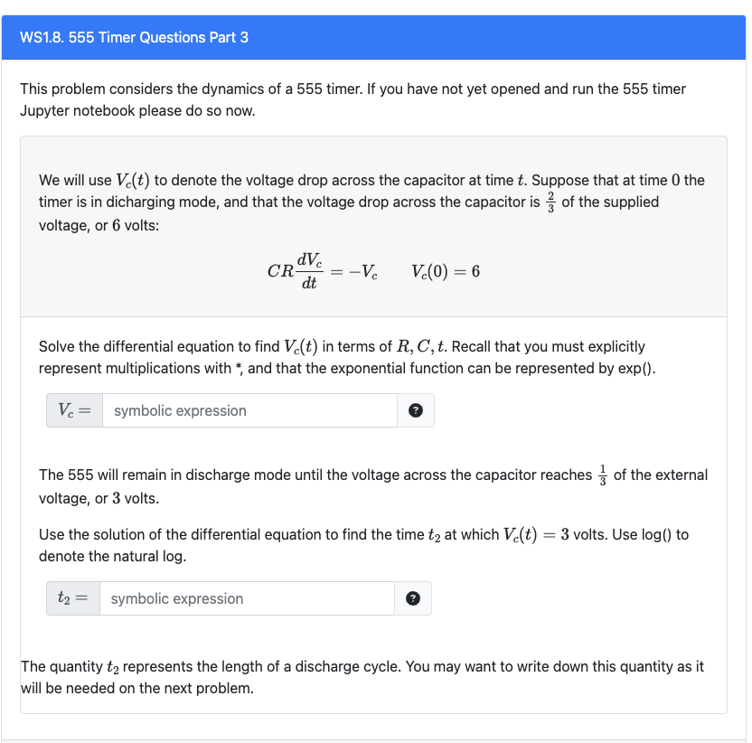 Solved This problem considers the dynamics of a 555 timer. | Chegg.com