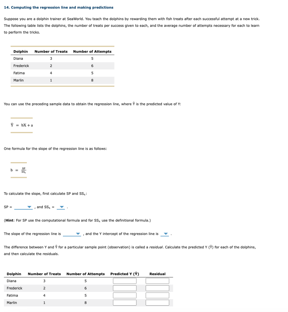 Solved 14. Computing the regression line and making | Chegg.com