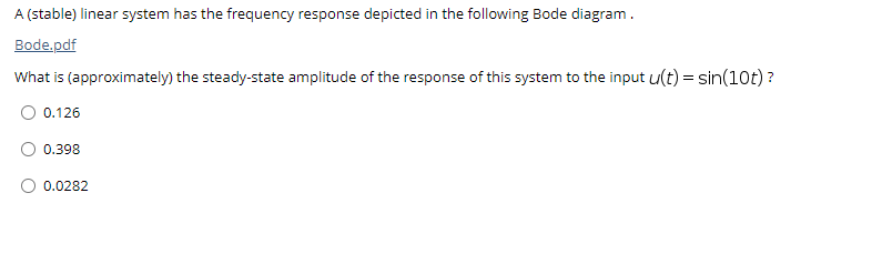 Solved A (stable) linear system has the frequency response | Chegg.com