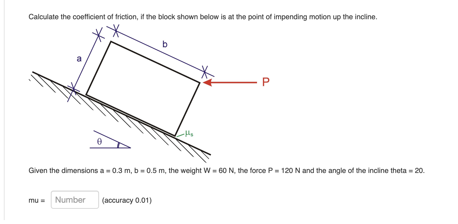 Solved Calculate the coefficient of friction, if the block | Chegg.com