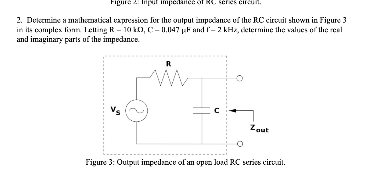 Solved Figure 2: Input impedance of RC series circuit. 2. | Chegg.com