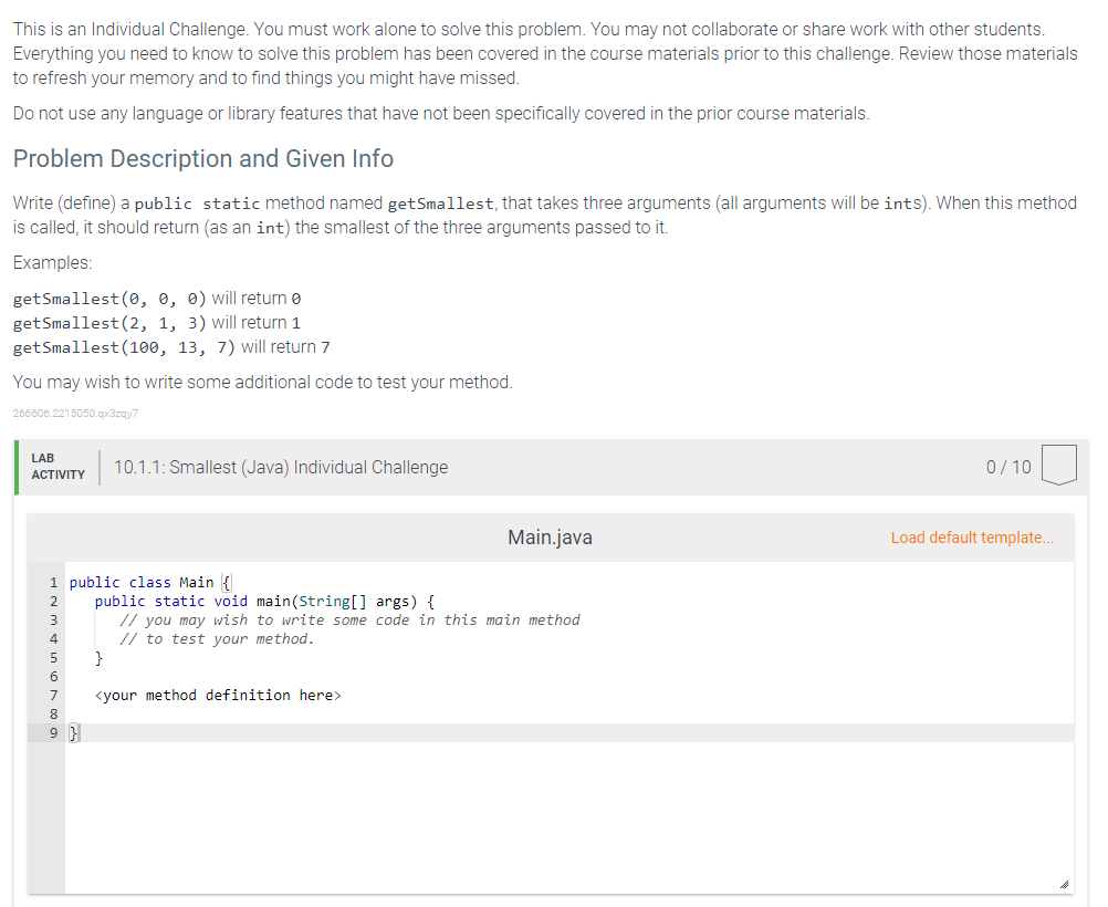 Solved This is an Individual Challenge. You must work alone | Chegg.com