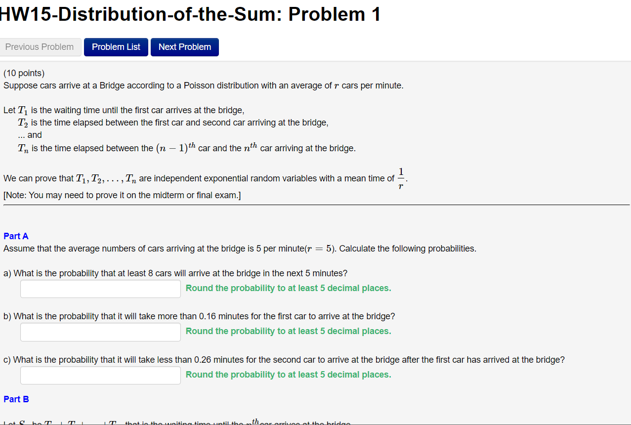 Solved HW15-Distribution-of-the-Sum: Problem 1 (10 points) | Chegg.com