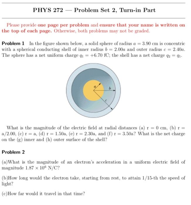 Solved PHYS 272 Problem Set 2, Turn-in Part Please provide | Chegg.com