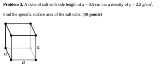 Solved Problem 3. A cube of salt with side length of a = 0.5 | Chegg.com