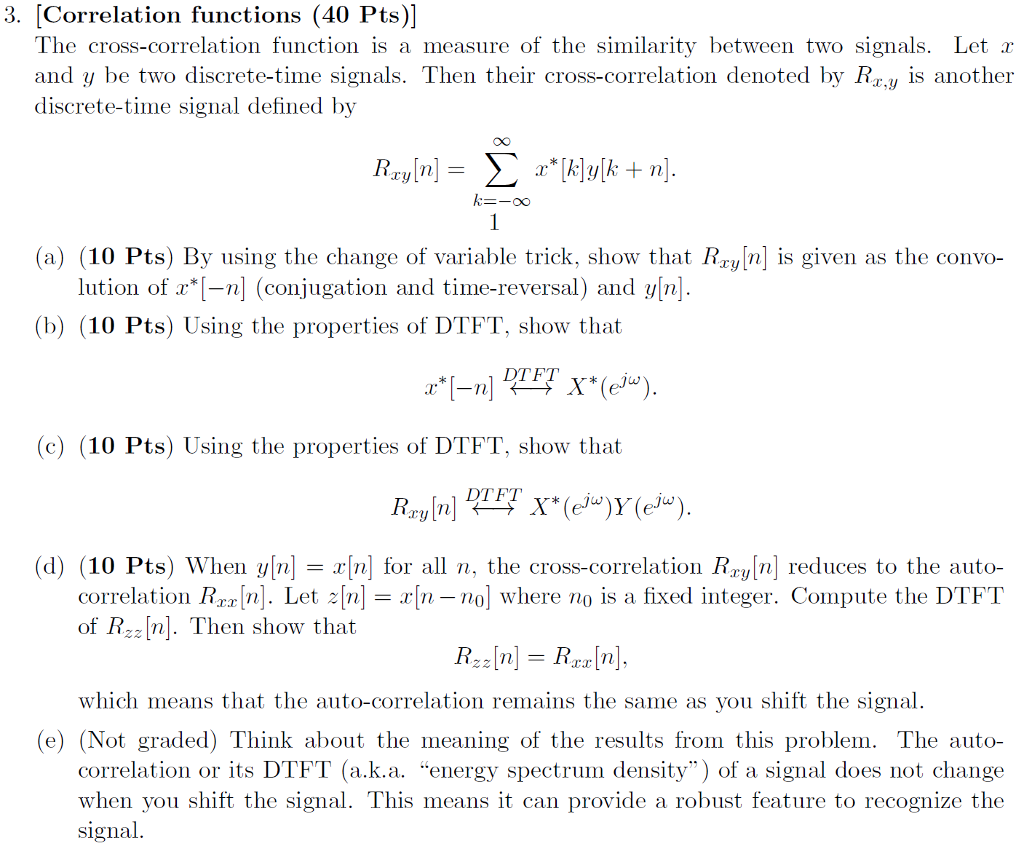 3. [Correlation functions (40 Pts)] The | Chegg.com