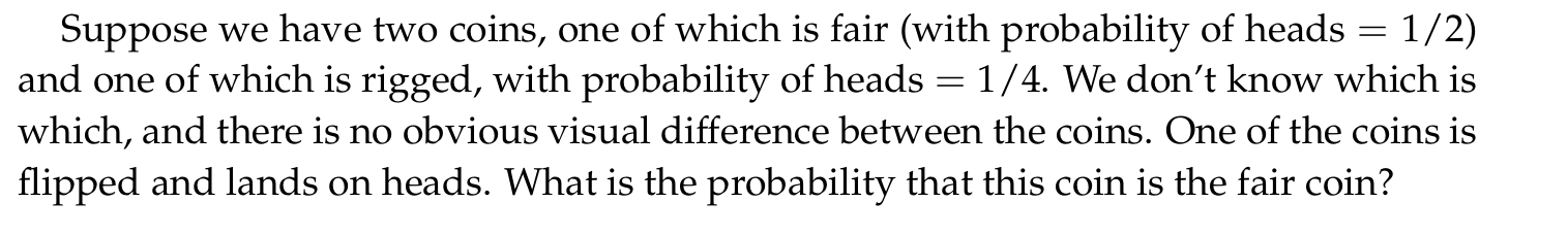 Solved Suppose we have two coins, one of which is fair (with | Chegg.com