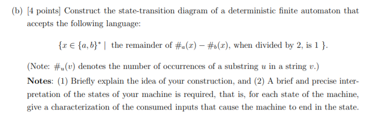 Solved (b) [4 points) Construct the state-transition diagram | Chegg.com