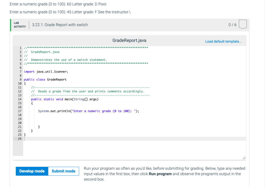 Solved 3.22 Grade Report with switch Instructor note Hint: | Chegg.com