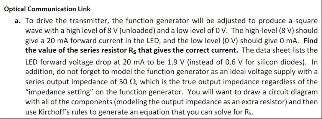 OPTICAL COMMUNICATION LINK The basic optical | Chegg.com