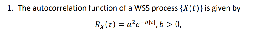 Solved The autocorrelation function of ﻿a WSS ﻿process | Chegg.com