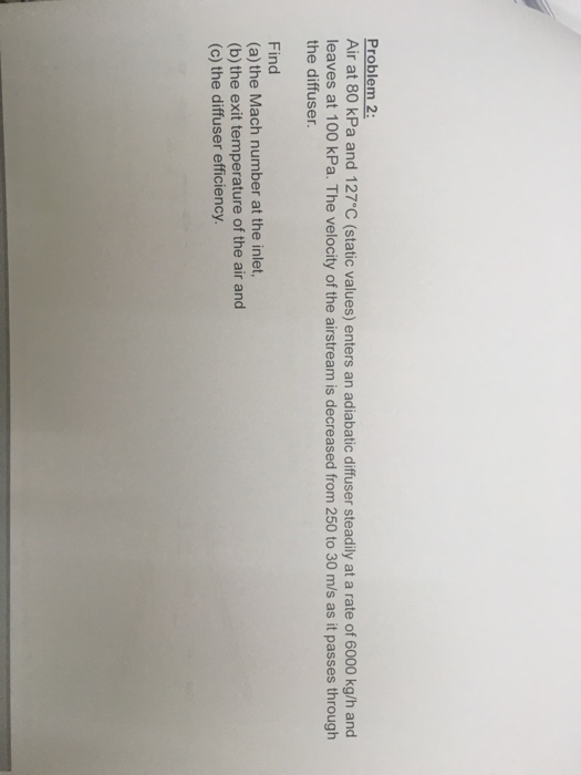 Solved Air at 80 kPa and 127 degree C (static values) enters | Chegg.com