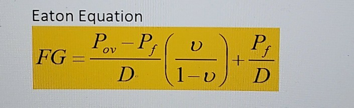For a shale formation ( formation pressure gradient | Chegg.com