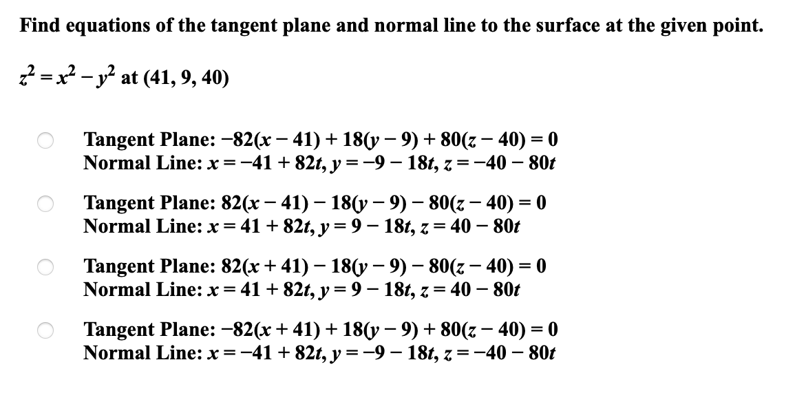 Solved Find equations of the tangent plane and normal line | Chegg.com