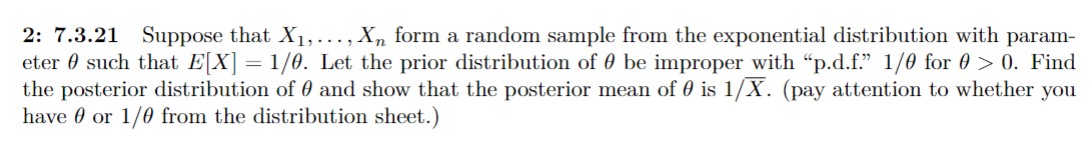 Solved 2: 7.3.21 Suppose that X1,…,Xn form a random sample | Chegg.com
