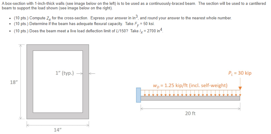 Solved A box-section with 1-inch-thick walls (see image | Chegg.com