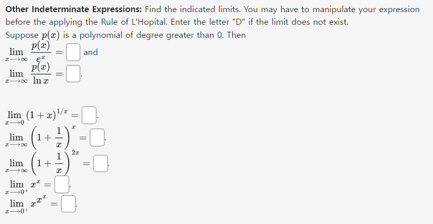 Solved Other Indeterminate Expressions: Find the indicated | Chegg.com