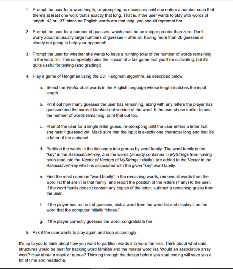 Computing Il Lab Assignment Evil Hangman It's hard to | Chegg.com