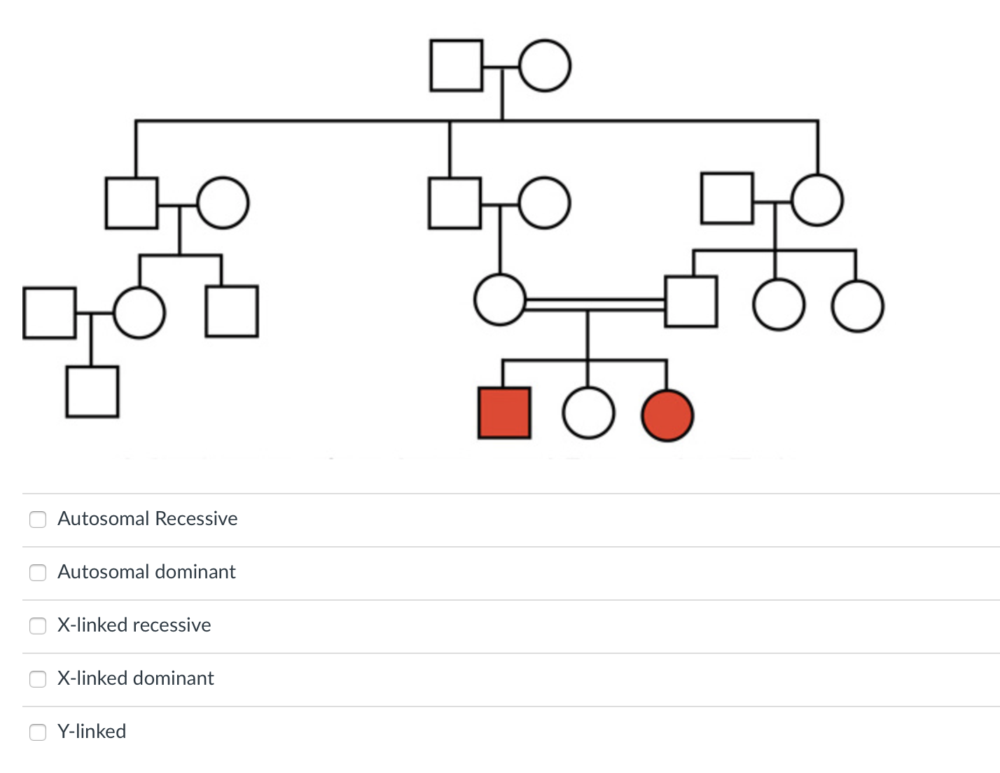 Solved Autosomal Recessive Autosomal dominant X-linked | Chegg.com