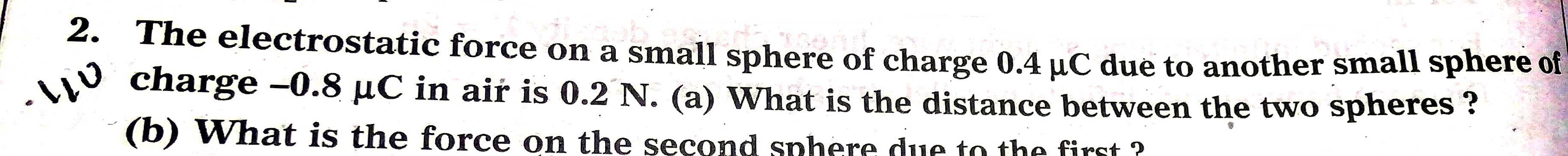 Solved ho 2. The electrostatic force on a small sphere of | Chegg.com
