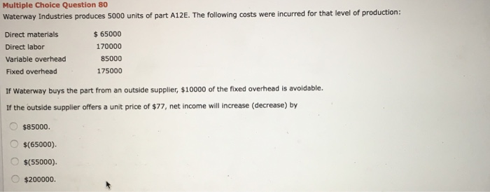 Solved Multiple Choice Question 80 Waterway Industries | Chegg.com Solved Multiple Choice Question 80 Waterway Industries | Chegg.com