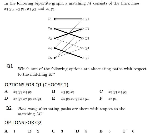 Solved In the following bipartite graph, a matching M | Chegg.com