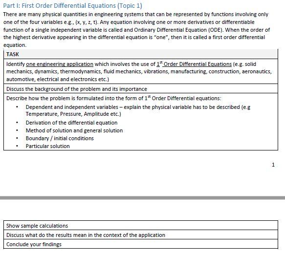1.0 Part A (1st Order Differential Equations) 1.1 | Chegg.com