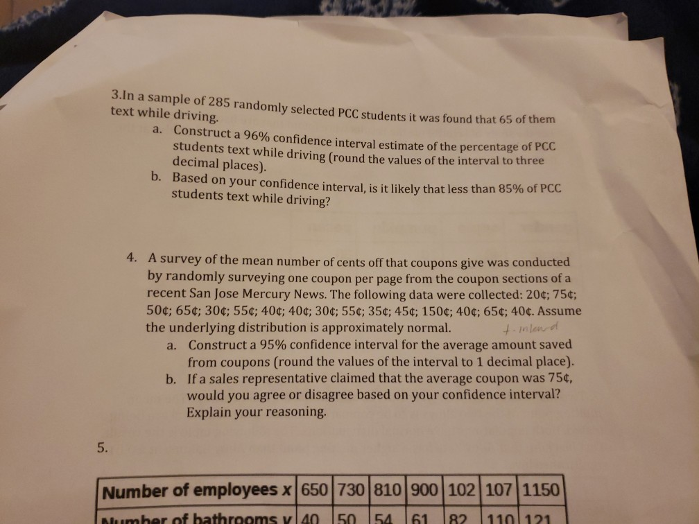 Solved 3.In a sample of 285 randomly selected PCC students | Chegg.com