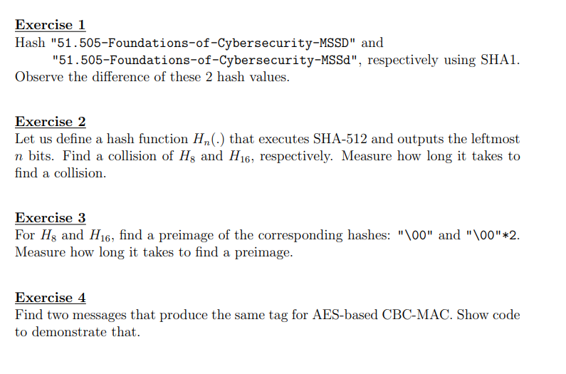Solved Exercise 1Hash | Chegg.com