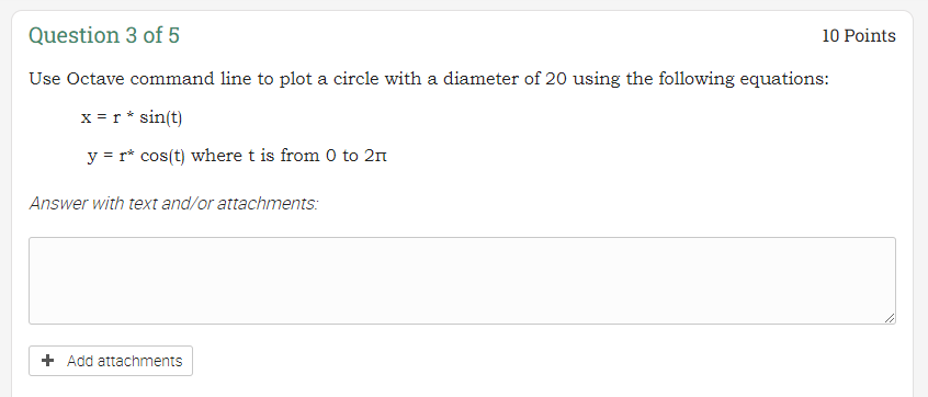 Solved Question 3 Of 5 10 Points Use Octave Command Line To