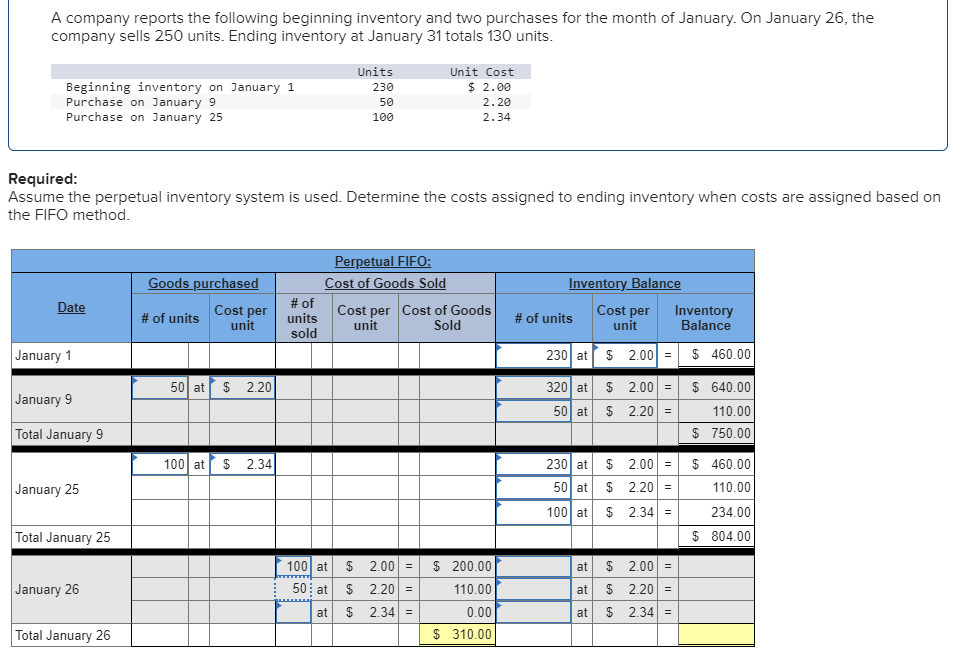 Solved A company reports the following beginning inventory | Chegg.com
