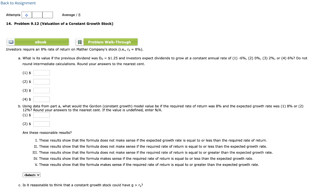 Solved Back to Assignment Attempts ܀ Average / 8 14. Problem | Chegg.com
