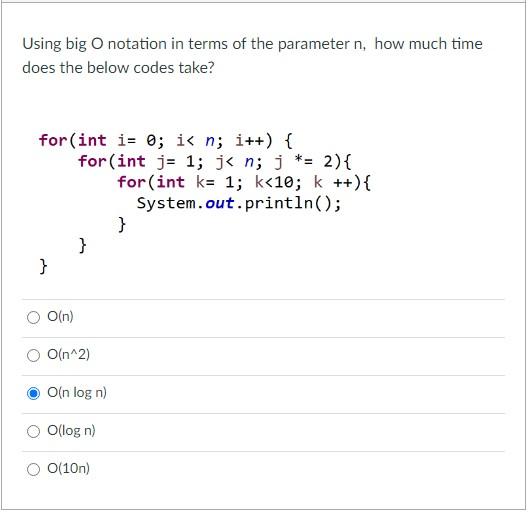 Solved Using big O notation in terms of the parameter n, how | Chegg.com