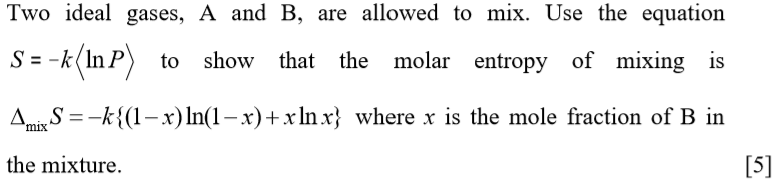 Solved Two ideal gases, A and B, are allowed to mix. Use the | Chegg.com