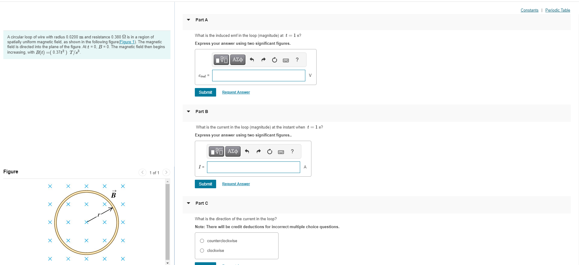 Solved A circular loop of wire with radius 0.0200 m and | Chegg.com